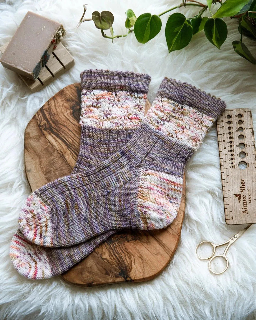 Wisteria Bloom Socks - lace sock knitting pattern by Aimee Sher