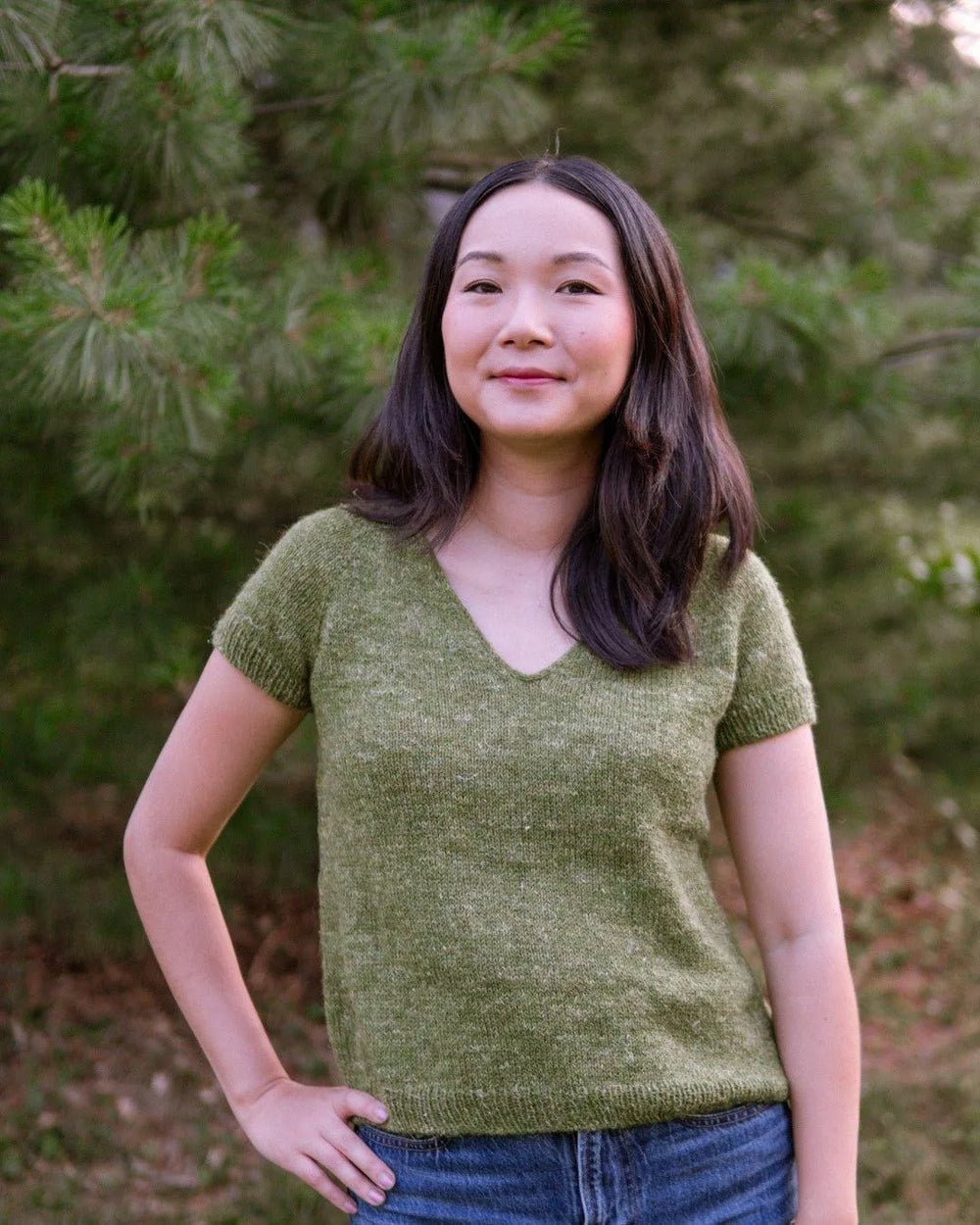 Slightly Sassy V - Raglan Knitting Pattern by Aimee Sher