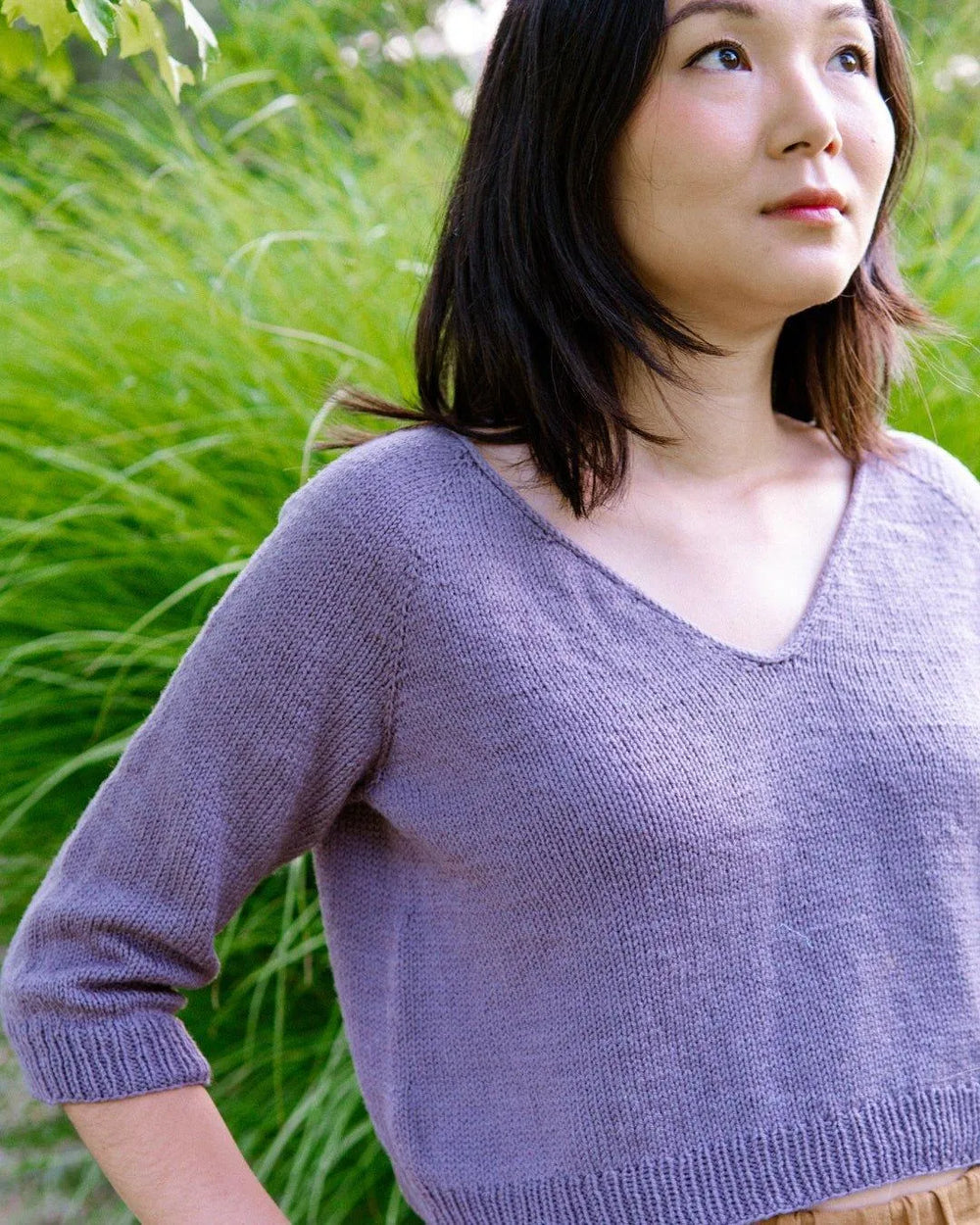 Slightly Sassy V - Raglan Knitting Pattern by Aimee Sher